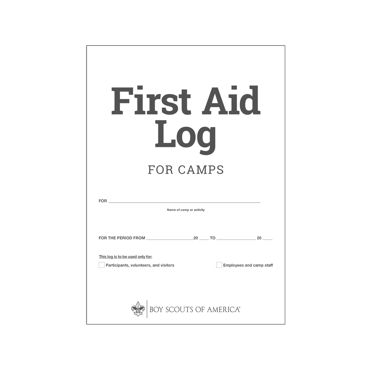 First Aid Log Pamphlet - Official Scouting America Scout Shop